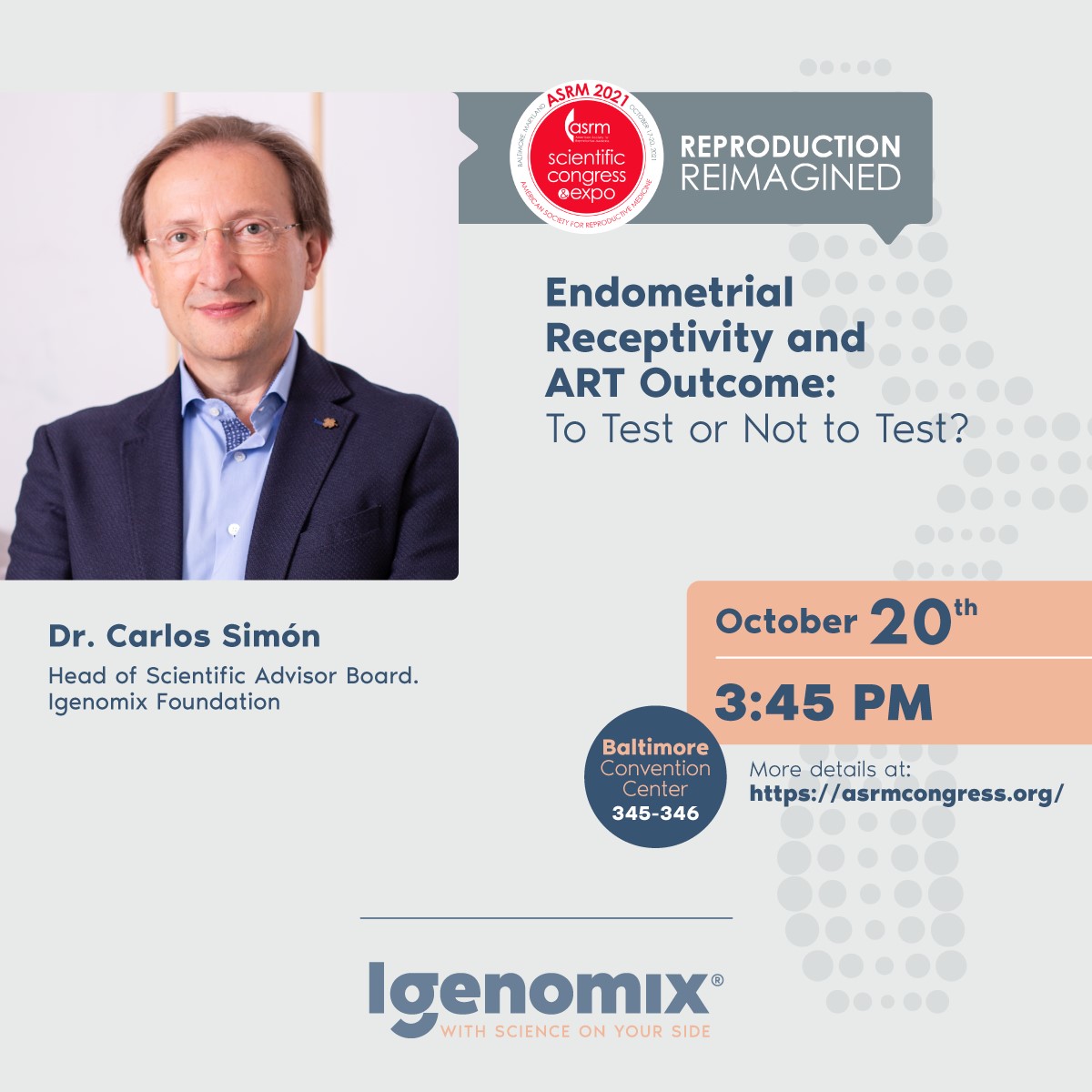 ASRM 2021 - Igenomix marca presença com várias aulas e pôster premiado